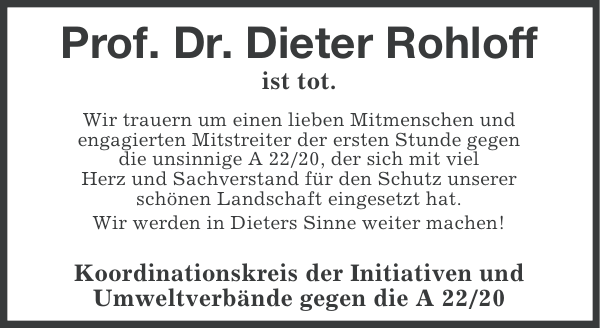 Prof. Dr. Dieter Rohloff: Nachruf : Nordsee-Zeitung