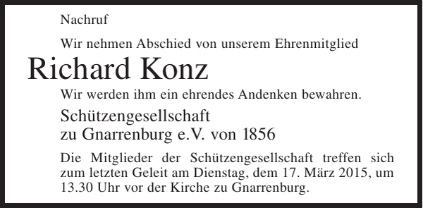 Richard Konz: Nachruf : Bremervörder Zeitung