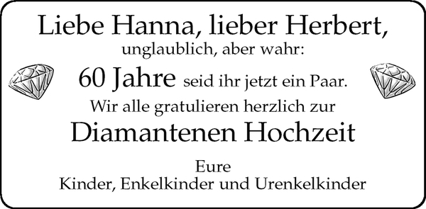 Liebe Hanna, lieber Herbert: Goldene Hochzeit : Stader Tageblatt
