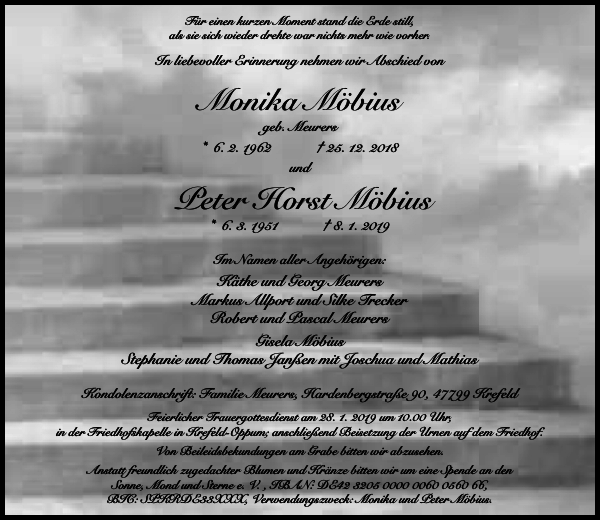 Monika und Peter Horst Möbius: Traueranzeige : Westdeutsche Zeitung