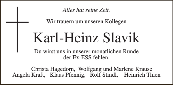 Karl-Heinz Slavik: Nachruf : Nordsee-Zeitung