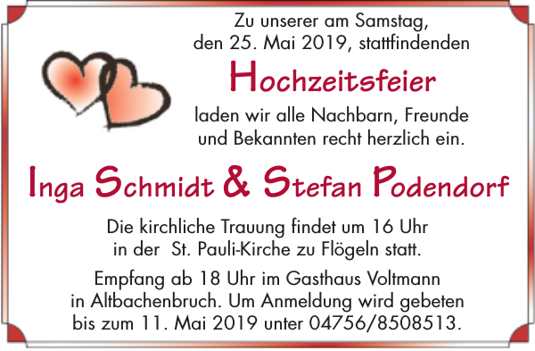 Inga Schmidt SPHochzeitsfeier: Hochzeit : Nordsee-Zeitung