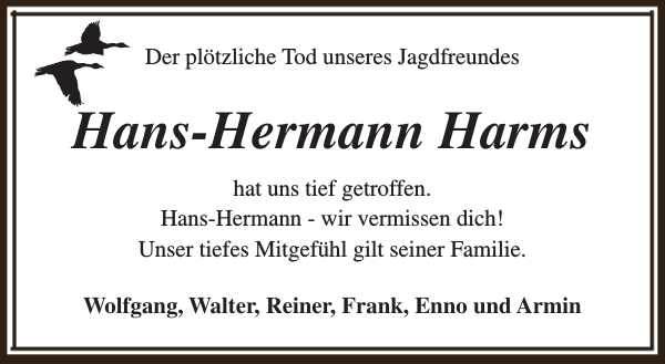 Hans-Hermann Harms: Nachruf : Nordsee-Zeitung