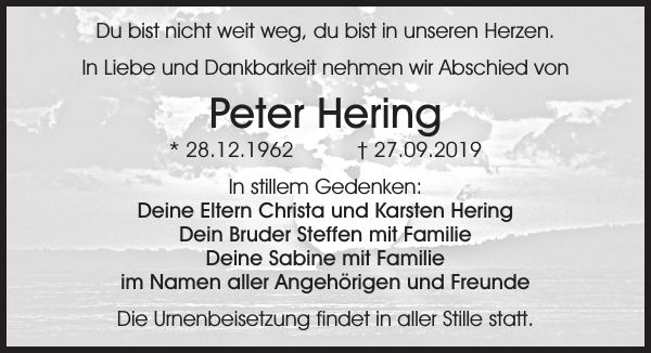 Peter Hering : Traueranzeige : Sächsische Zeitung
