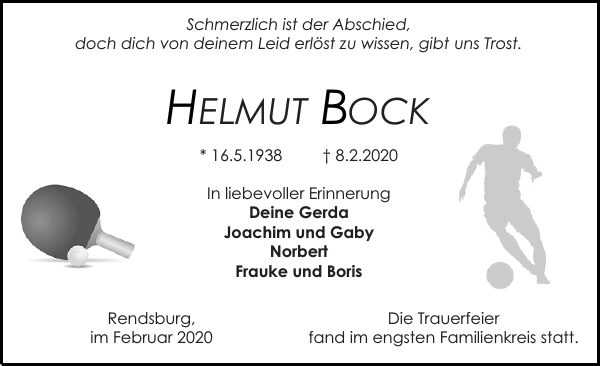 HELMUT BOCK: Traueranzeige : Landeszeitung HELMUT BOCK: Traueranzeige : Landeszeitung