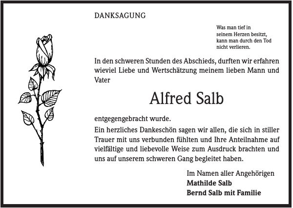 Alfred Salb: Traueranzeige : Badische Zeitung