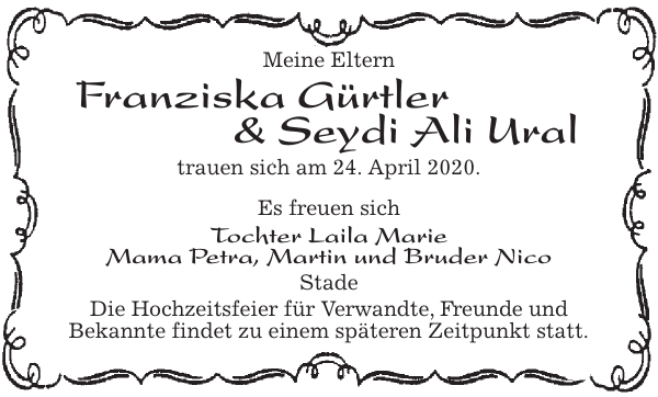 Franziska Gürtler Und Seydi Ali Ural Hochzeit Stader Tageblatt