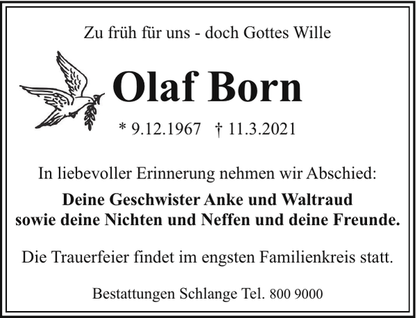 Olaf Born : Gedenken : Nordsee-Zeitung