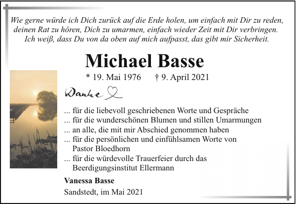 Michael Basse: Danksagung : Nordsee-Zeitung