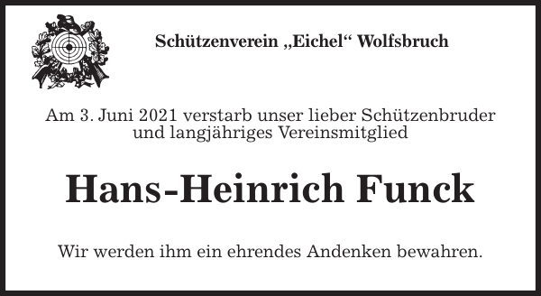 Hans-Heinrich Funck: Nachruf : Stader Tageblatt