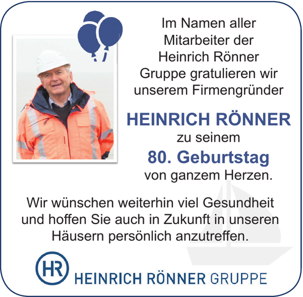 HEINRICH RÖNNER: Geburtstag : Nordsee-Zeitung
