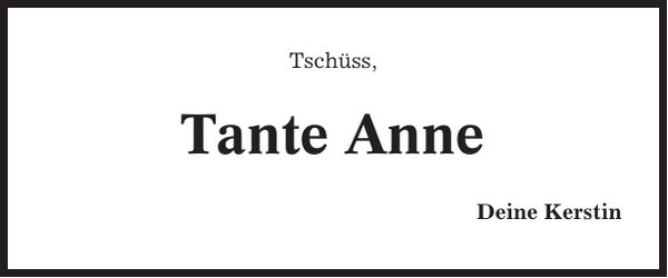 Anne Schuster: Gedenken : Cuxhavener Nachrichten