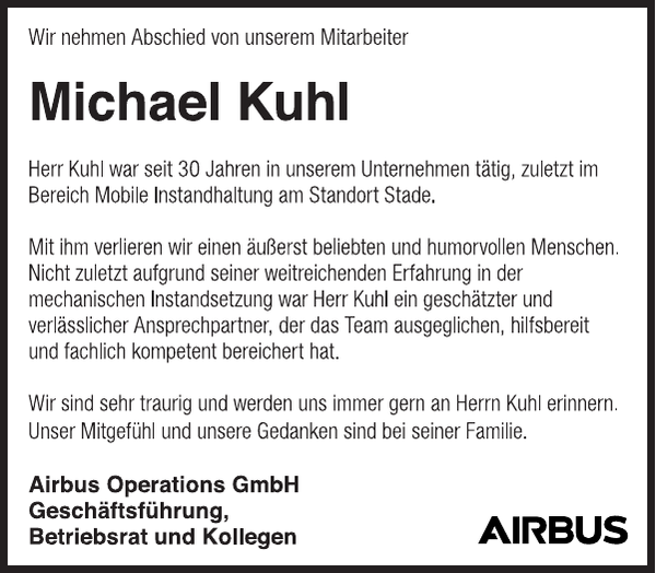 Michael Kuhl : Gedenken : Cuxhavener Nachrichten