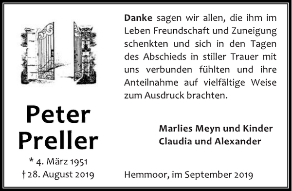 Peter Preller: Danksagung : Cuxhavener Nachrichten