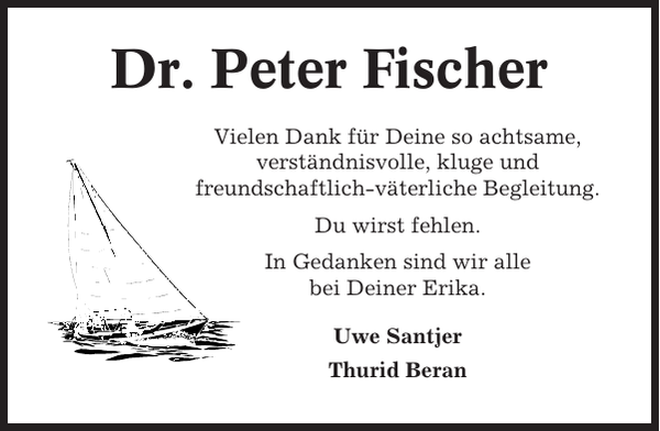 Dr. Peter Fischer: Gedenken : Cuxhavener Nachrichten