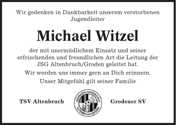 Michael Witzel: Memorial : Cuxhavener Nachrichten