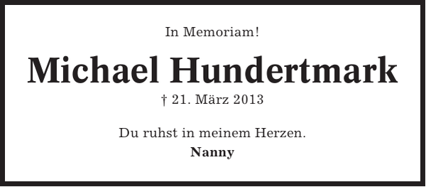 Michael Hundertmark: Gedenken : Cuxhavener Nachrichten