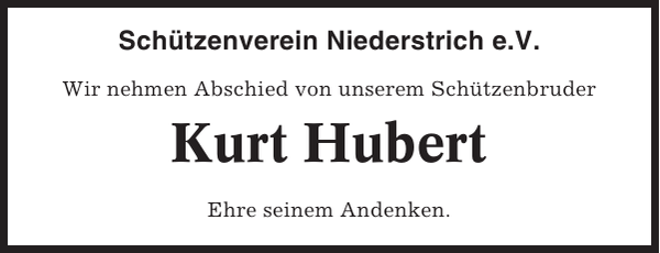 Kurt Hubert: Gedenken : Cuxhavener Nachrichten