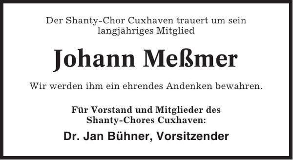 Johann Meßmer: Gedenken : Cuxhavener Nachrichten Johann Meßmer: Gedenken : Cuxhavener Nachrichten