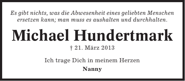 Michael Hundertmark: Gedenken : Cuxhavener Nachrichten