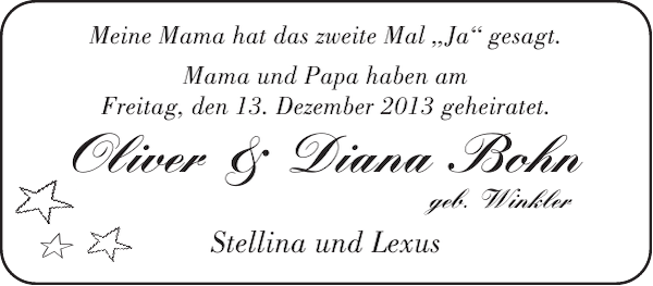 Oliver und Diana Bohn: Hochzeit : Cuxhavener Nachrichten