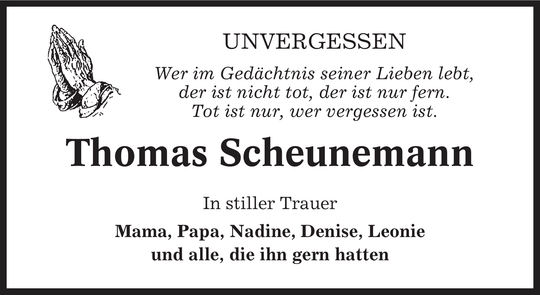 Thomas Scheunemann : Gedenken : Cuxhavener Nachrichten