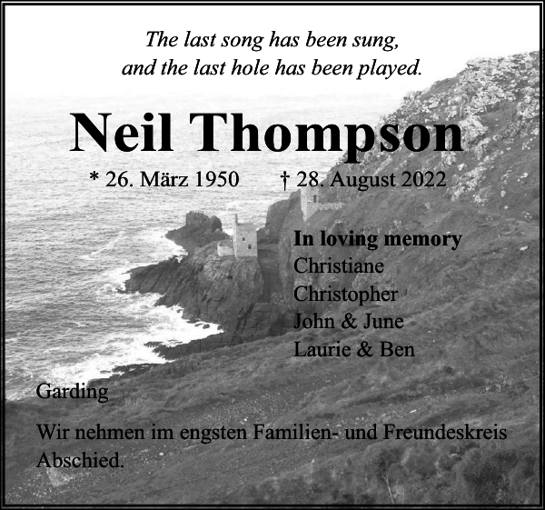 Neil Thompson: Gedenken : Husumer Nachrichten Neil Thompson: Gedenken : Husumer Nachrichten