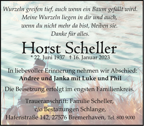 Horst Scheller: Gedenken : Nordsee-Zeitung