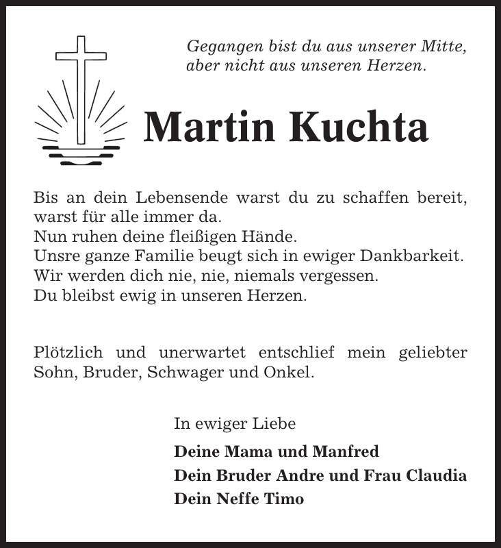 Martin Kuchta: Gedenken : Cuxhavener Nachrichten