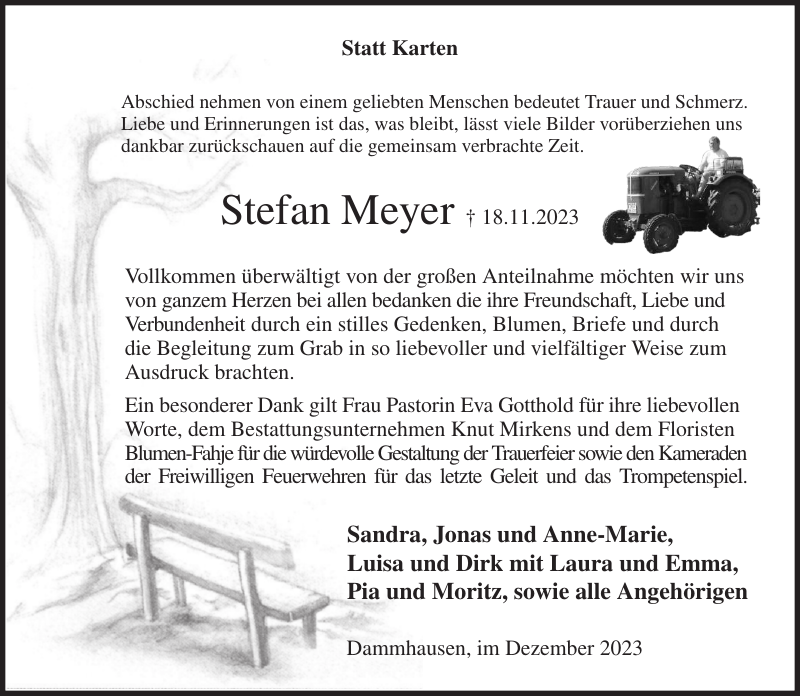 Stefan Meyer: Danksagung : Stader Tageblatt