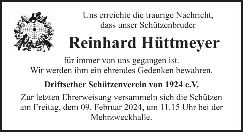 Reinhard Hüttmeyer: Nachruf : Nordsee-Zeitung