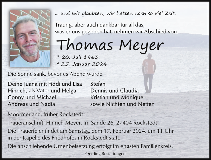 Thomas Meyer: Gedenken : Zevener Zeitung