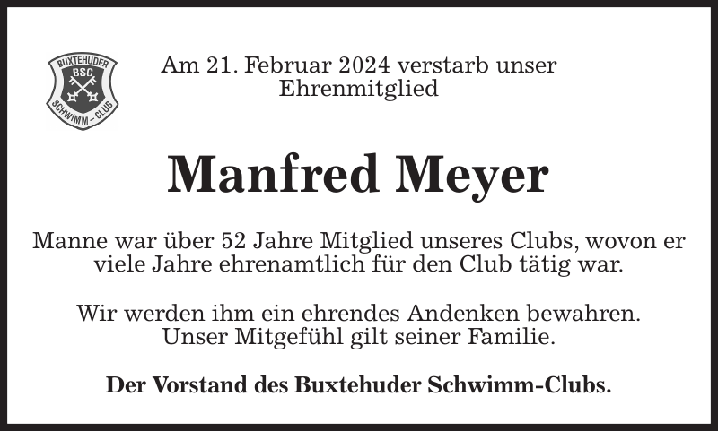 Manfred Meyer: Nachruf : Stader Tageblatt