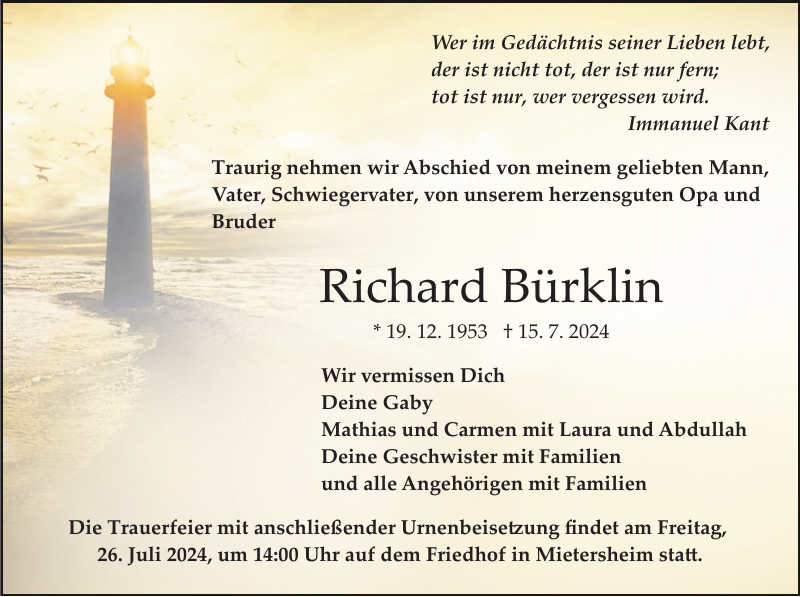 Richard Bürklin: Nachruf : Badische Zeitung