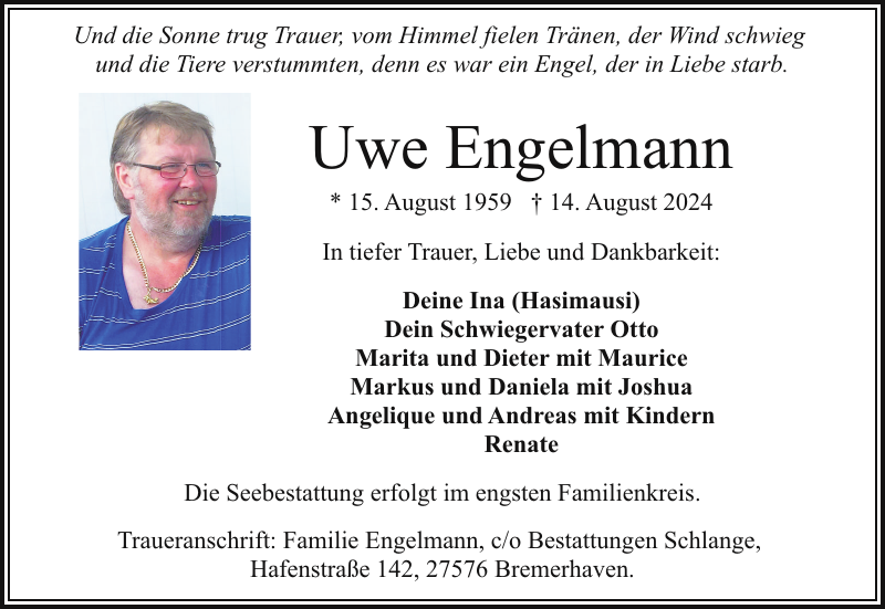 Uwe Engelmann: Gedenken : Nordsee-Zeitung