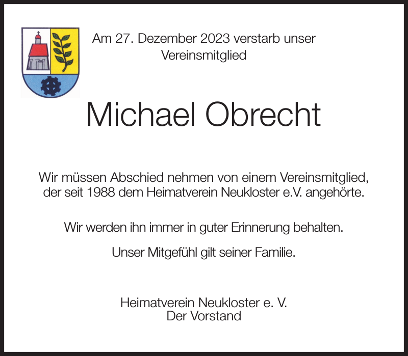 Michael Obrecht: Nachruf : Stader Tageblatt