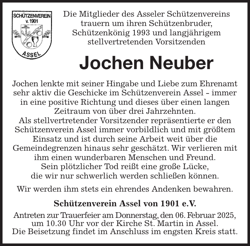 Jochen Neuber: Nachruf : Stader Tageblatt